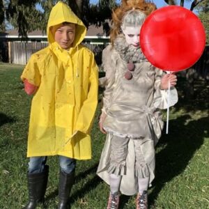 Halloween Decoration Includes Halloween Costume Yellow Raincoat Jacket and Reusable Balloon Kit with Balloon Sticks with Cups Halloween Prop for Kids