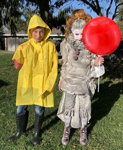 Halloween Decoration Includes Halloween Costume Yellow Raincoat Jacket and Reusable Balloon Kit with Balloon Sticks with Cups Halloween Prop for Kids