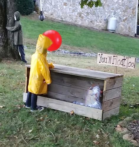 Halloween Decoration Includes Halloween Costume Yellow Raincoat Jacket and Reusable Balloon Kit with Balloon Sticks with Cups Halloween Prop for Kids