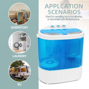 Portable Mini Washer 13lb Portable Washer Compact Twin Tub Machine Spinning and Washing Combo 6.57 FT Inlet Gravity Drain Hose for Laundry, Dorms, College, RV, Camping