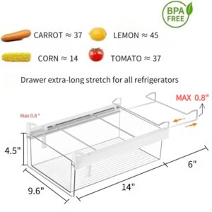 vacane Upgradation Refrigerator Drawers XL,Fridge Drawer With Handle Pull Out Fridge Bins Organizer, Extra-Long/Stretch 20",Extra-Deep Storage Cheese, Deli Meat, Drinks, Fruit, Vegetable