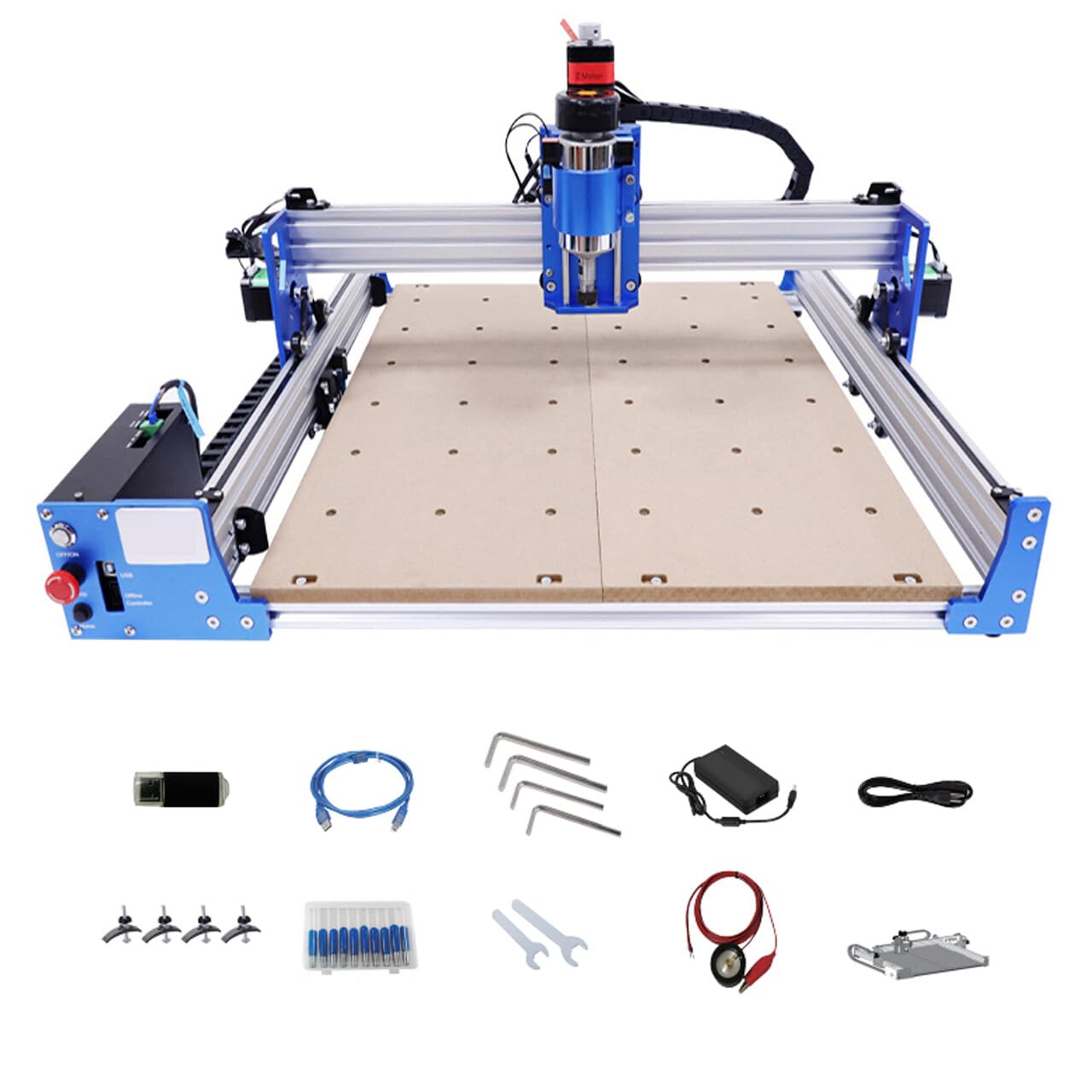 CNC Router Machine, 100 W Desktop CNC Machine Working Area 400 X 400 X 83mm Industrial-Grade Chip and 75W High-Power Spindle Motor Rotation Speed 6000rpm for Woodworking