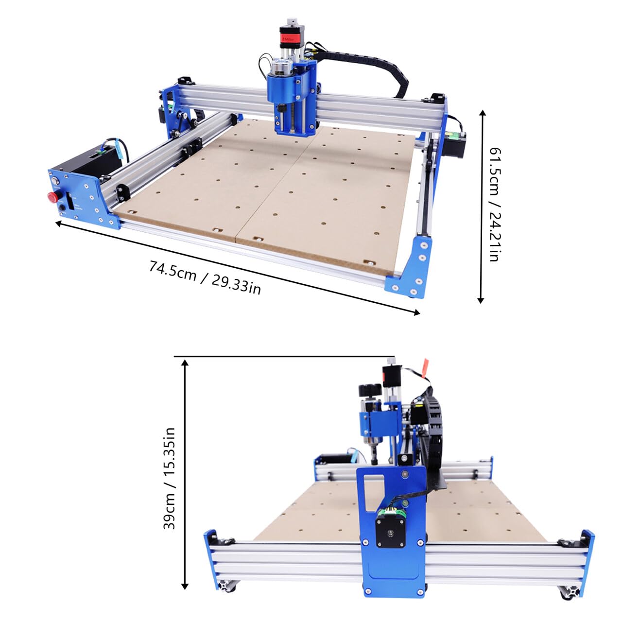 CNC Router Machine, 100 W Desktop CNC Machine Working Area 400 X 400 X 83mm Industrial-Grade Chip and 75W High-Power Spindle Motor Rotation Speed 6000rpm for Woodworking