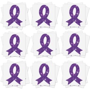 20 sheets 240 pcs purple ribbon glitter tattoos domestic violence awareness ribbon temporary tattoos lupus overdose alzheimers pancreatic cancer for women man charity public social event