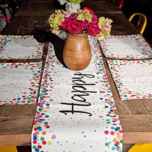 Letjolt Birthday Placemat Happy Birthday Sign Birthday Table Mats White Birthday Table Decorations Birthday Party Supplies, Set of 4