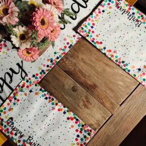 Letjolt Birthday Placemat Happy Birthday Sign Birthday Table Mats White Birthday Table Decorations Birthday Party Supplies, Set of 4