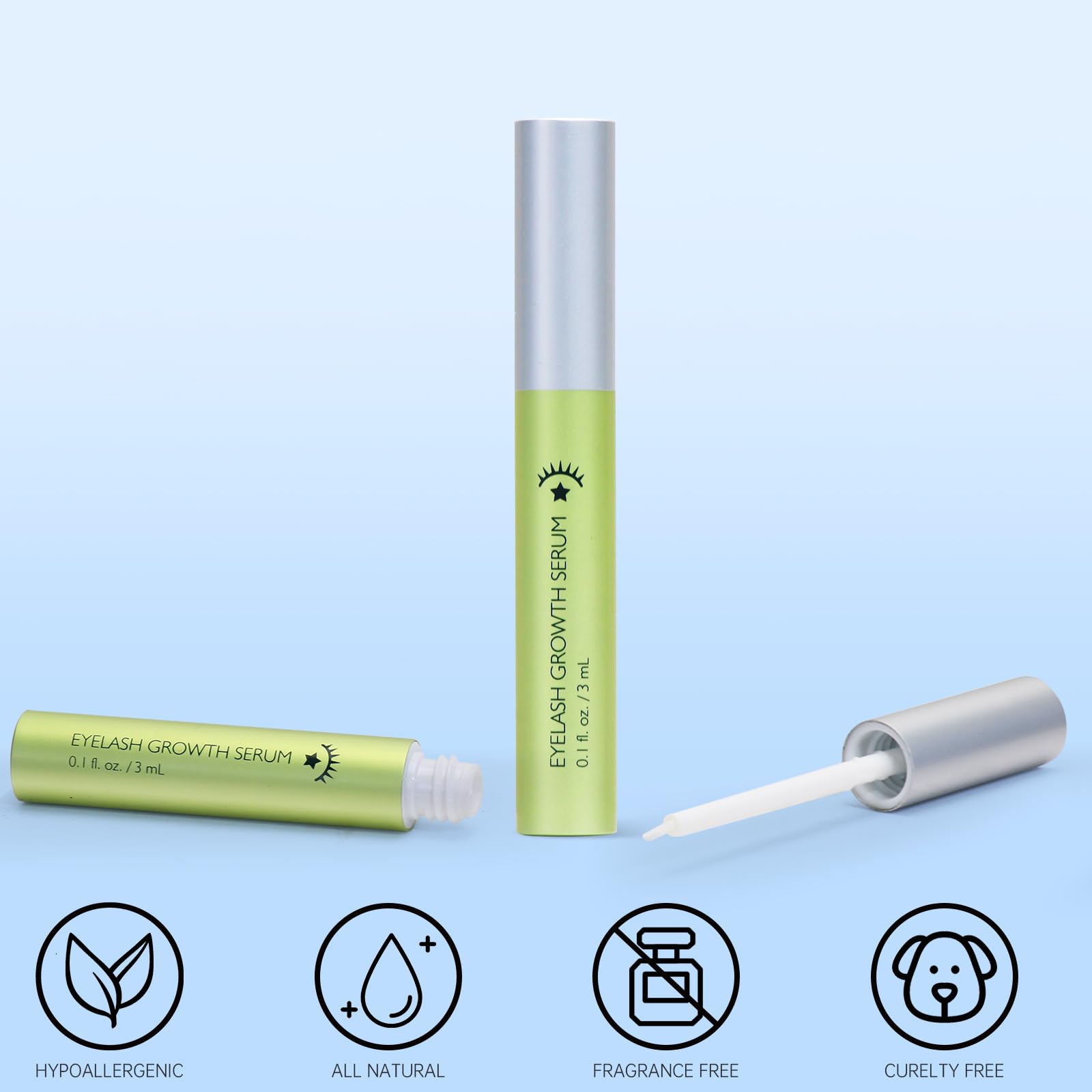 Lash Serum - Eyelash Growth Serum for Natural Fuller & Longer Looking Lashes & Brows Rapid Enhancing Grow Eyelashes, No Cruelty Vegan