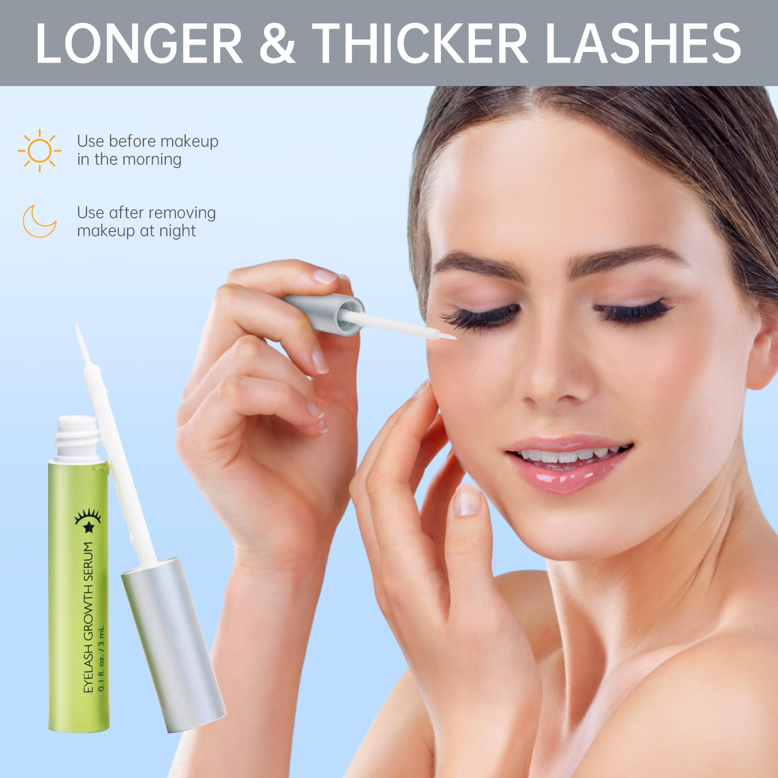 Lash Serum - Eyelash Growth Serum for Natural Fuller & Longer Looking Lashes & Brows Rapid Enhancing Grow Eyelashes, No Cruelty Vegan