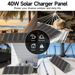 2024 Solar Charger for 40W, Dual USB Ports (5V/4.8A Max), IP68 Waterproof, Foldable Solar Panel with High Efficiency for Camping, Suitable for Powering Portable Wireless Chargers and Phone Power Banks