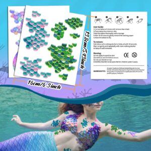 Mermaid Scale Temporary Tattoos Stickers,12 Sheets Mermaid Themed Tattoos Stickers Party Decoration Supplies Party favors for Kids Adults