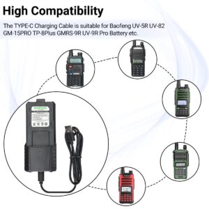 BAOFENG BL-5 3800mAh Extended Battery Walkie Talkie UV-5R BF-8HP UV-5RX3 RD-5R UV-5RTP UV-5R MK2 MK3X MK5 Plus Series Two Way Radios (UV-5R 3800+Type-C Charging Cable)