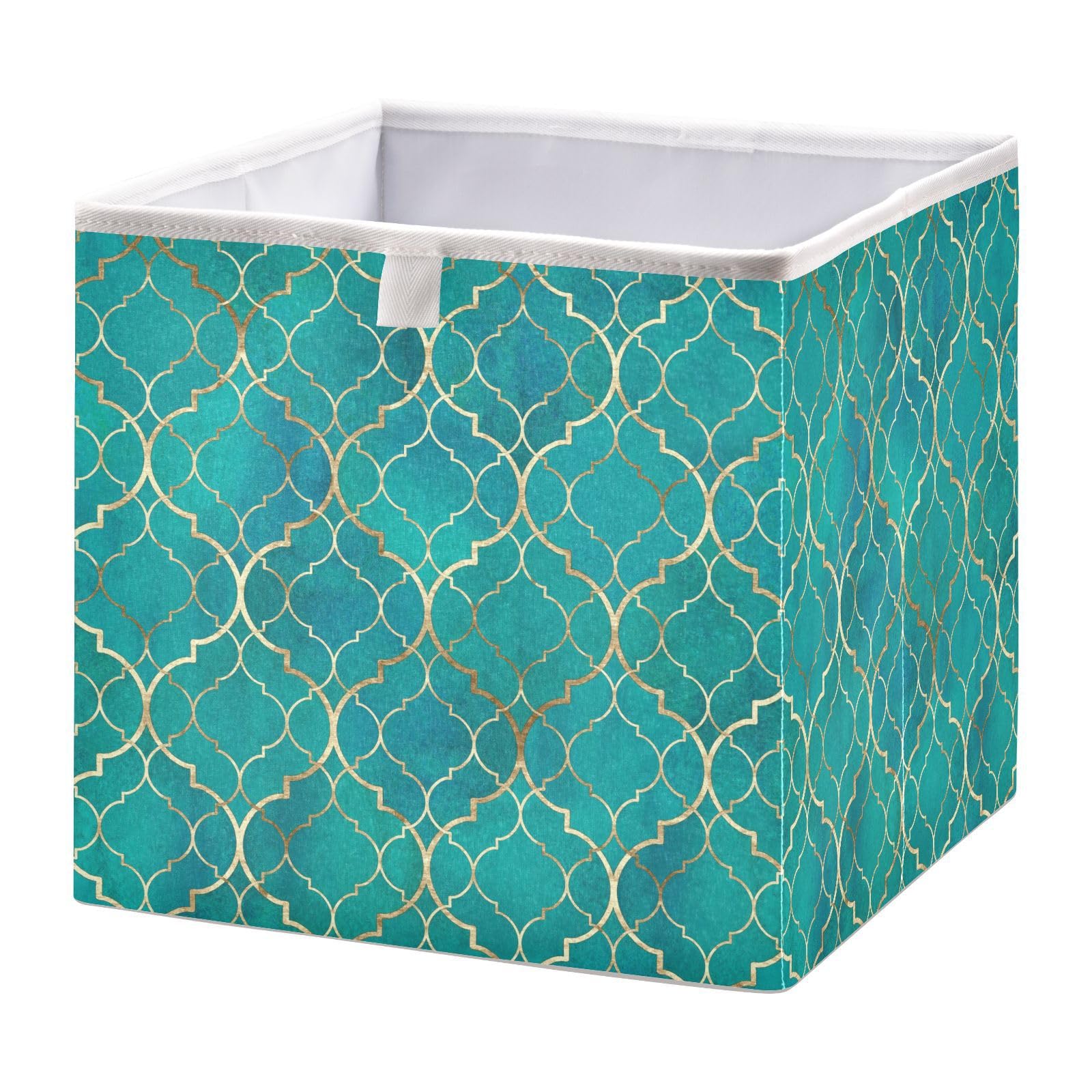 SDMKA Cube Storage Bin Moroccan Texture Fabric Storage Cubes Foldable Storage Baskets Collapsible Cube for Shelf Closet Home Organizers, 11 Inch