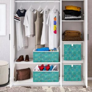 SDMKA Cube Storage Bin Moroccan Texture Fabric Storage Cubes Foldable Storage Baskets Collapsible Cube for Shelf Closet Home Organizers, 11 Inch