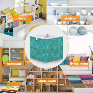 SDMKA Cube Storage Bin Moroccan Texture Fabric Storage Cubes Foldable Storage Baskets Collapsible Cube for Shelf Closet Home Organizers, 11 Inch