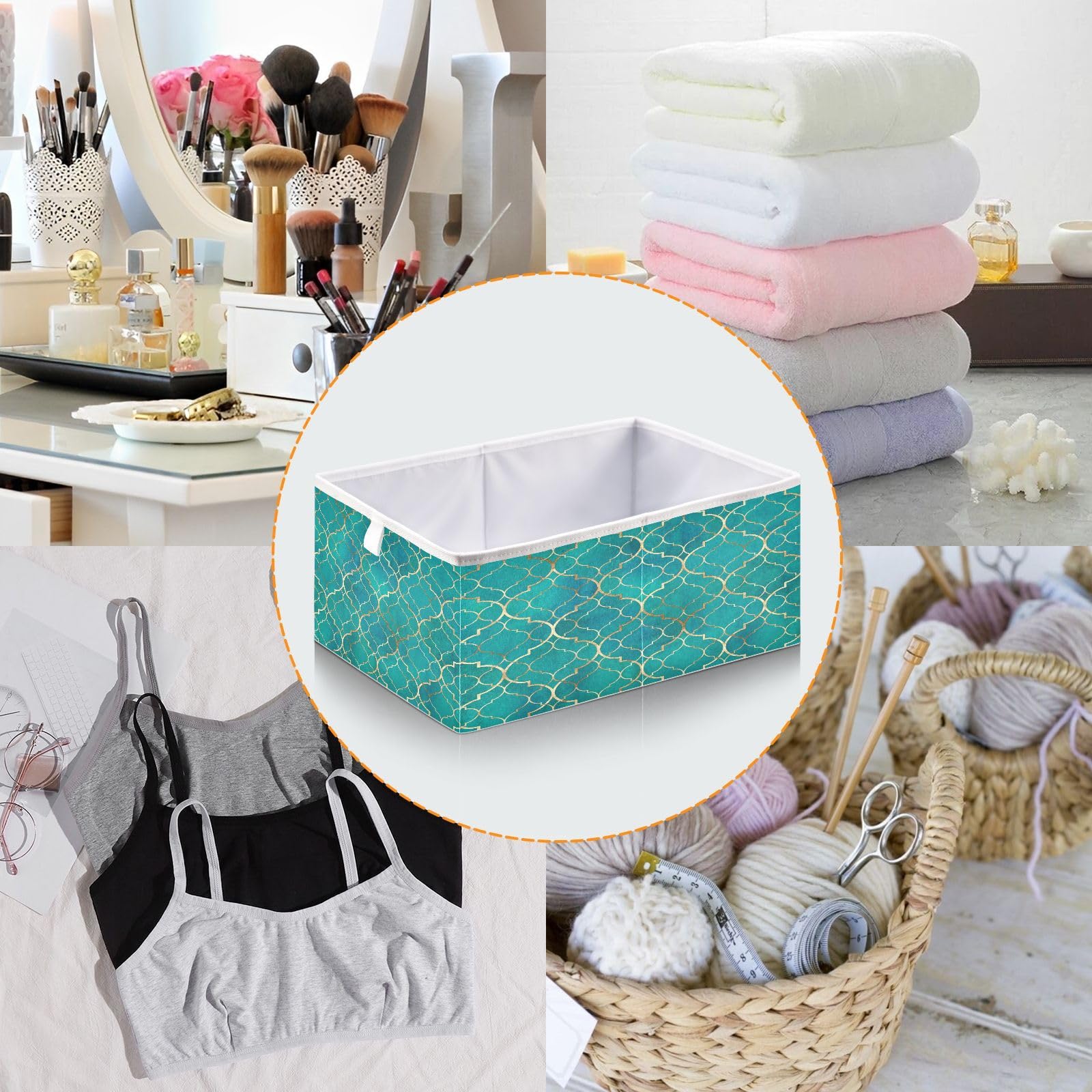 SDMKA Cube Storage Bin Moroccan Texture Fabric Storage Cubes Foldable Storage Baskets Collapsible Cube for Shelf Closet Home Organizers, 11 Inch