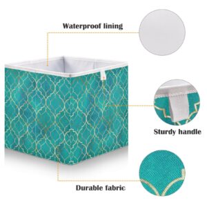 SDMKA Cube Storage Bin Moroccan Texture Fabric Storage Cubes Foldable Storage Baskets Collapsible Cube for Shelf Closet Home Organizers, 11 Inch