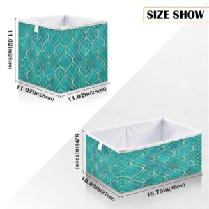 SDMKA Cube Storage Bin Moroccan Texture Fabric Storage Cubes Foldable Storage Baskets Collapsible Cube for Shelf Closet Home Organizers, 11 Inch