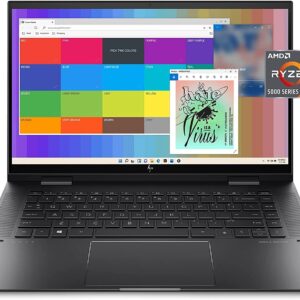 HP 2023 Newest Envy 2 in 1 x360 15.6" IPS FHD Touchscreen Laptop, AMD Ryzen 7 5825U(Beats Intel i7-1260P), 64GB DDR4 RAM, 2048GB SSD, Backlit Keyboard, Fingerprint, W/Stylus Pen, Win 11 Home, Black