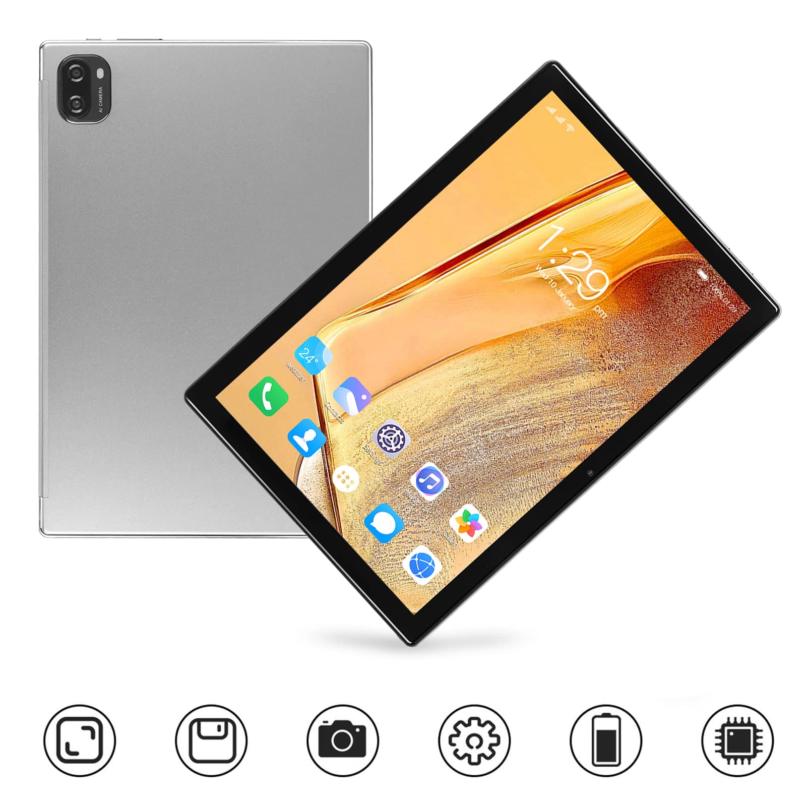 2 in 1 Tablet, 10.1 Inch Android 12 Tablet, Octa Core CPU, 8GB RAM 256GB ROM, FHD Touchscreen, 8+16MP Dual Camera, 2.4/5G WiFi, BT 5.0, 4G Cellular Tablet with Keyboard & Case (Grey)