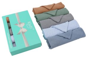 kjuti baby muslin 100% cotton burp washcloth - 4 layer hypoallergenic saliva soothe face washcloths - burp cloths 9x9 inch -newborn essentials -burp cloths for baby boy and girl (chromablend)