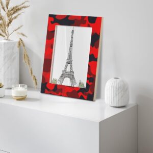 cfpolar Black and Red Camouflage 4x6 Picture Frame Solid Wood High Definition Acrylic Photo Frame Fits to 4x6 inch Photos, Wall Mounting Picture Frames for Tabletop or Wall Display Home Decor