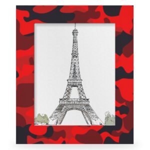 cfpolar Black and Red Camouflage 4x6 Picture Frame Solid Wood High Definition Acrylic Photo Frame Fits to 4x6 inch Photos, Wall Mounting Picture Frames for Tabletop or Wall Display Home Decor