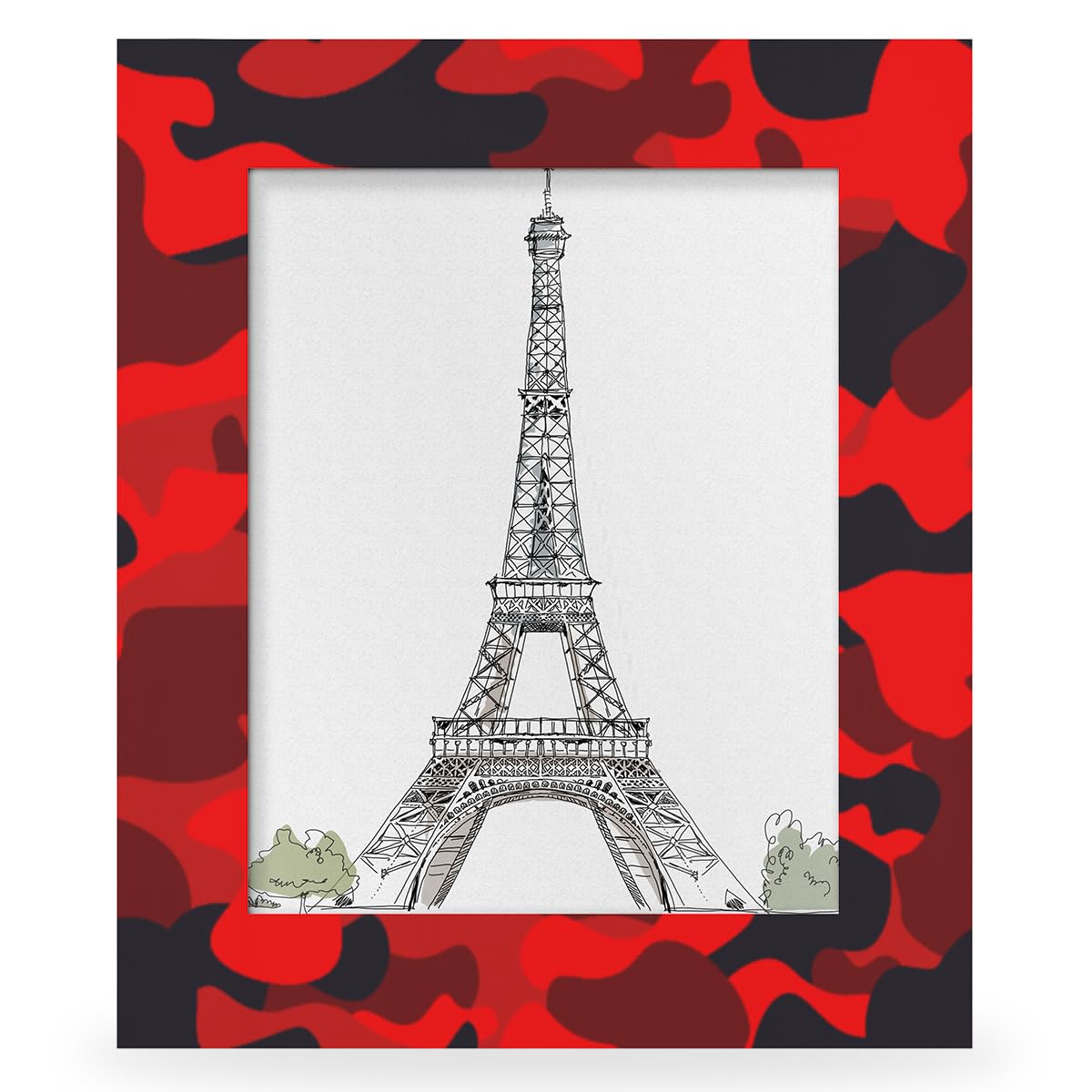 cfpolar Black and Red Camouflage 4x6 Picture Frame Solid Wood High Definition Acrylic Photo Frame Fits to 4x6 inch Photos, Wall Mounting Picture Frames for Tabletop or Wall Display Home Decor