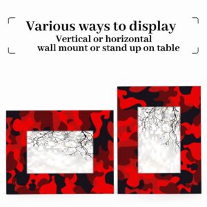 cfpolar Black and Red Camouflage 4x6 Picture Frame Solid Wood High Definition Acrylic Photo Frame Fits to 4x6 inch Photos, Wall Mounting Picture Frames for Tabletop or Wall Display Home Decor