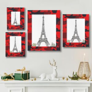 cfpolar Black and Red Camouflage 4x6 Picture Frame Solid Wood High Definition Acrylic Photo Frame Fits to 4x6 inch Photos, Wall Mounting Picture Frames for Tabletop or Wall Display Home Decor