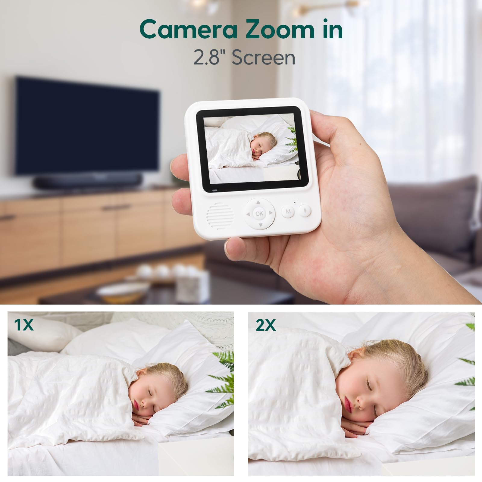 BABELIO Video Baby Monitor with Camera and Audio, 2-Way Talk, Long Range up to 1000ft, No WiFi Needed, Night Vision, Temperature Sensor, Wall Mountable & Portable for Travel - Baby Camera Monitor