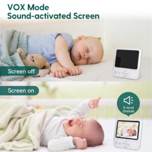 BABELIO Video Baby Monitor with Camera and Audio, 2-Way Talk, Long Range up to 1000ft, No WiFi Needed, Night Vision, Temperature Sensor, Wall Mountable & Portable for Travel - Baby Camera Monitor