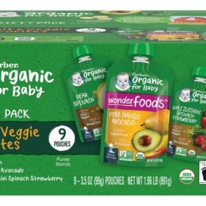 Gerber 2nd Foods Organic for Baby Puree Blend Pouches Variety Pack, Fruit & Veggie Favorites (Variety)