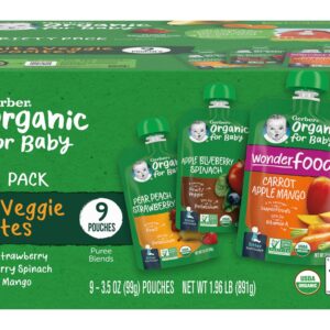 Gerber 2nd Foods Organic for Baby Puree Blend Pouches Variety Pack, Fruit & Veggie Favorites (Variety)