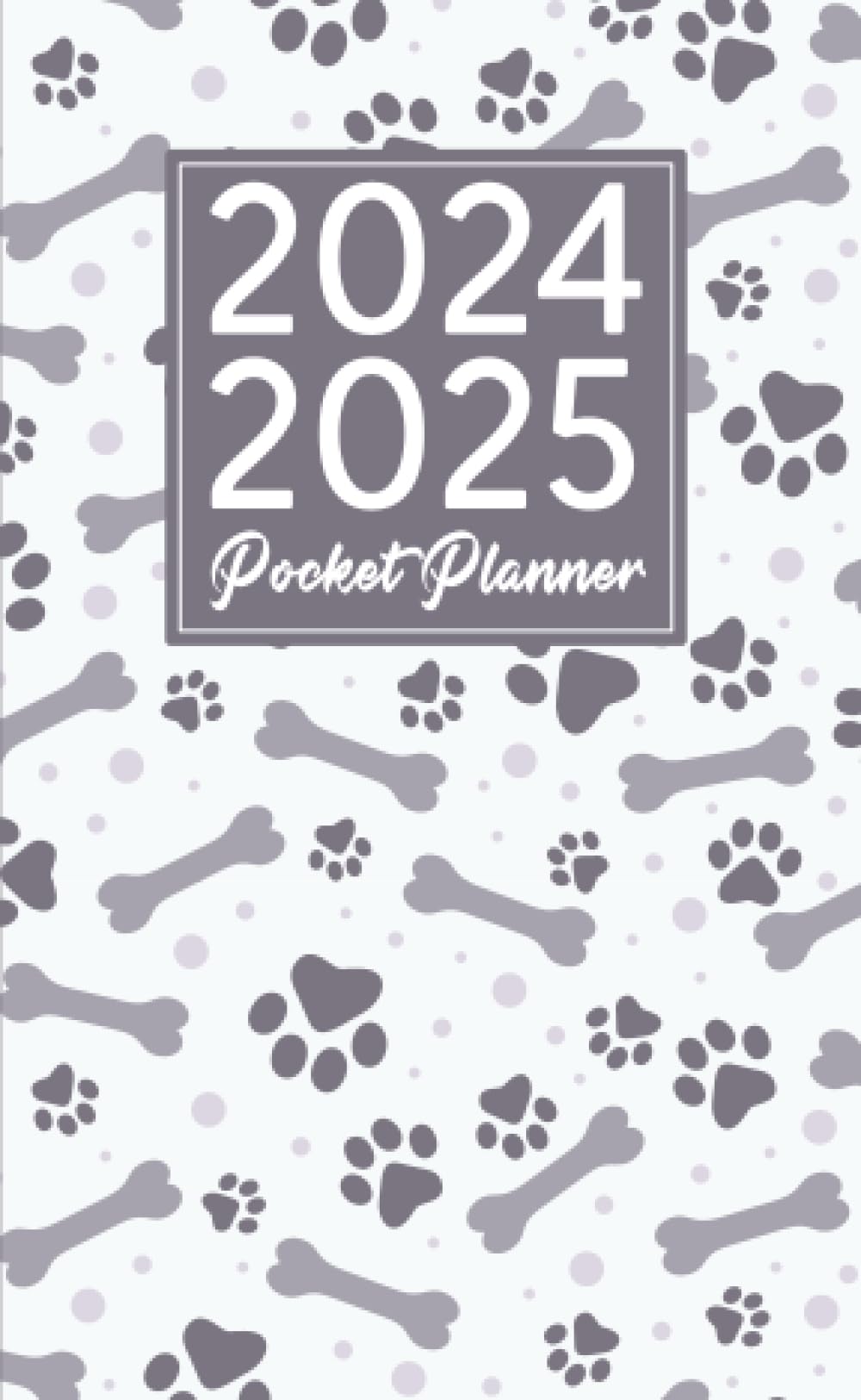 2024-2025 pocket planner: 2 year Pocket Calendar January 2024 to December 2025 - Paw Pattern