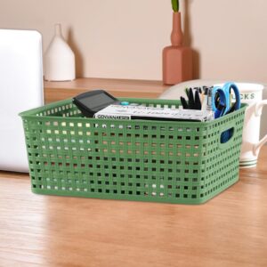 Rinboat Medium Plastic Baskets for Organizing, Plastic Woven Storage Basket, 4 Packs