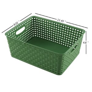 Rinboat Medium Plastic Baskets for Organizing, Plastic Woven Storage Basket, 4 Packs