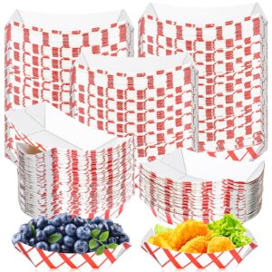 motbach 180 pack 1/2lb colored paper food boat trays disposable paper boats, checkered paper food trays kraft paper food serving boat tray basket for snacks popcorn dessert sauce taco fries nacho