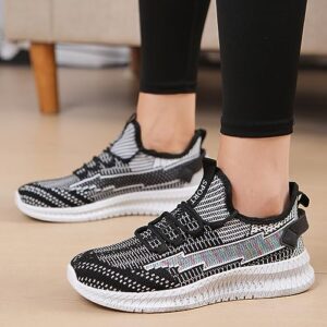 Copulan Womens Slip On Walking Shoes Non Slip Running Shoes Breathable Workout Shoes Lightweight Gym Sneakers Black