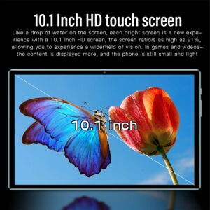 10.1 Inch Tablet, Octa Core CPU 4G Calling 5G WiFi Tablet with Keyboard, 8GB RAM 256GB ROM 2 in 1 Tablet for Android 12 for Office, Business, Gaming 100‑240V Blue (US Plug)