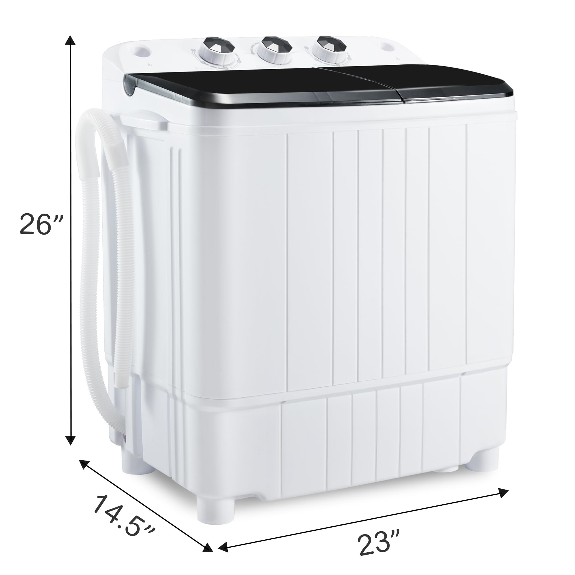 Portable washers 17.6lbs Compact Washing Machine and Spinner Twin Tub Washer and Dryers for Home Apartment Dorms,Black