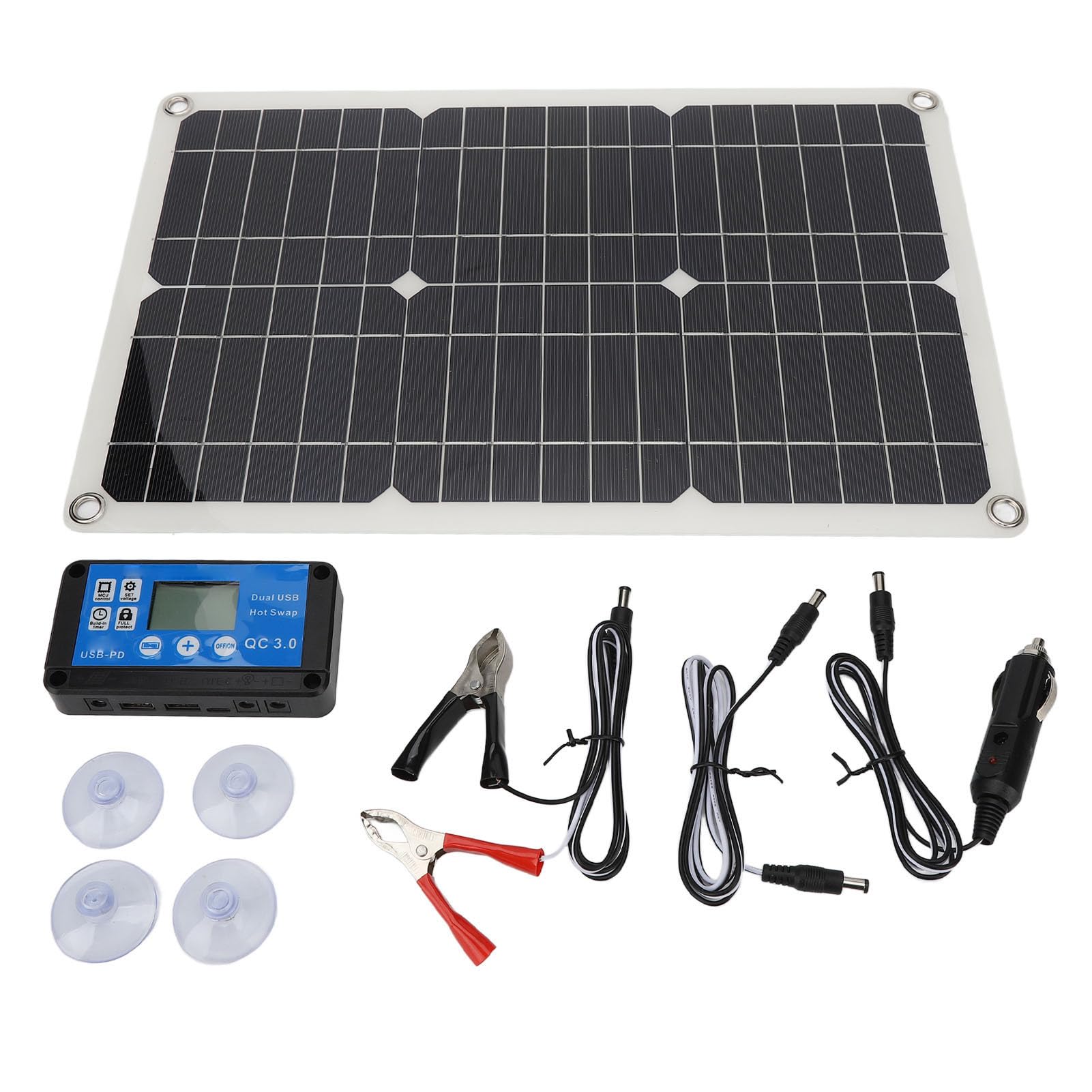 Solar Battery Trickle Charger Maintainer 18V 100W Portable Solar Panel Trickle Charging Kit for Car, Automotive, Motorcycle, Boat USB Controller 42 X 28cm