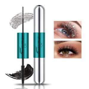 easilydays glitter diamond mascara for eyelashes, double-ends diamond & black waterproof mascara, extensions for natural lengthening, voluminous, quick dry sparkling eye makeup for cosplay, party wedding