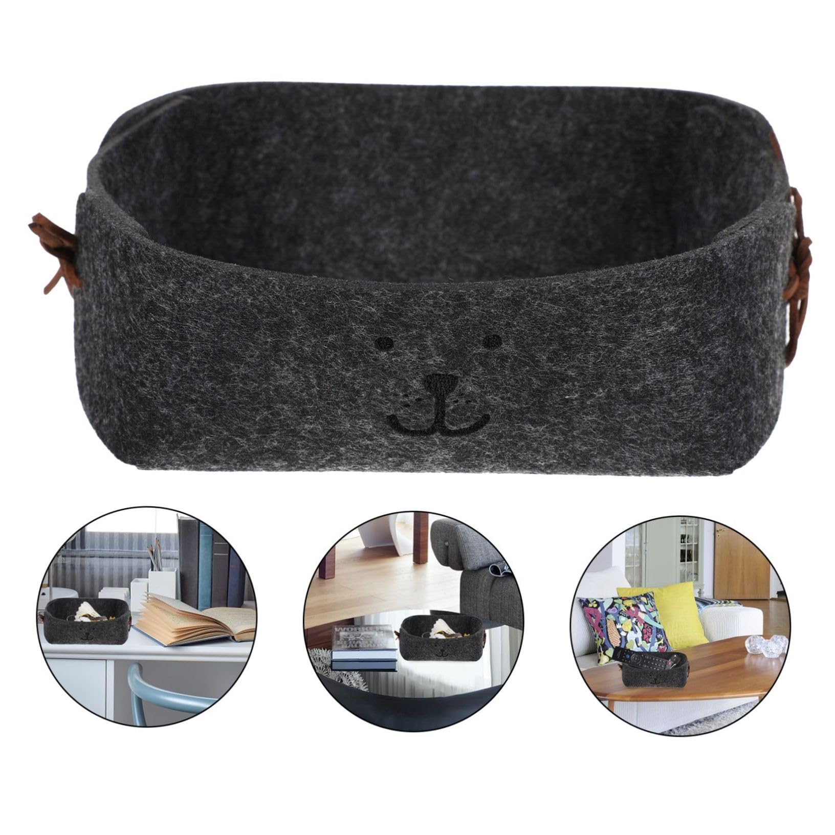 NUOBESTY Home Storage Basket 1pc Box Felt Storage Box Ring Key Office Sundry Organizer