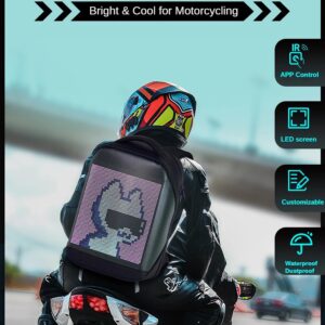 Taysem LED Backpack Motorcycle Backpack - Cool Laptop Backpacks for Men Smart LED Backpack with Programmable Pix Screen (A)