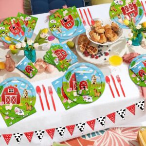 Farm Animal Birthday Party Decorations Farm Plates Tableware Barnyard Farm Birthday Party Supplies Serves 25 Farm Themed Cups, Farm Animal Napkins Red Knife/Fork/Spoon