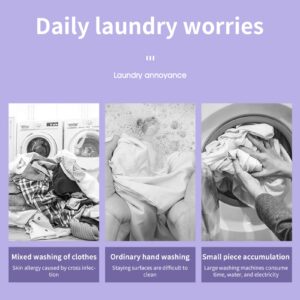 Portable Washing Machine, 8L Large Capacity Washer with Drain Basket, Foldable Mini Washing Machine, Suitable for Baby Clothes, Underwear, Socks, Laundry Purple US Plug