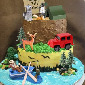 16 Pcs Camping Cake Toppers Camp Cake Decorations Fireside Camp Forest Cake Decors for Kids Camping Forest Theme Party and Camping Fans' Birthday Supplies