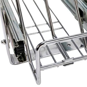 Household Essentials Glidez Multipurpose Chrome-Plated Steel Pull-Out/Slide-Out Storage Organizer for Cookware and Bakeware - 2-Tier Design - Fits Standard Size Cabinet or Shelf, Chrome