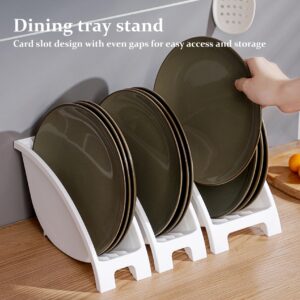 QmjdDymx 3Pcs Plate Holders Organizer for Kitchen Cupboard - Plastic Dinner Plate Holder - Dinner Dish Drying Rack, Kitchen Vertical Cabinet Storage Organiser Stand - White