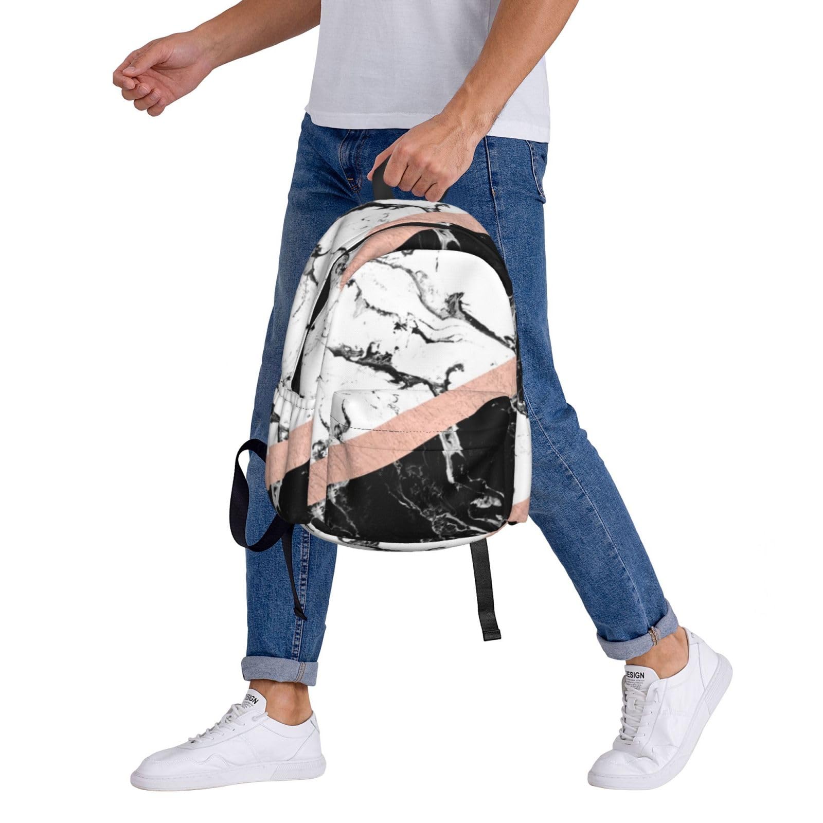 Vbcdgfg Black White Marble Print Backpack For Adult, Lightweight Laptop Backpacks